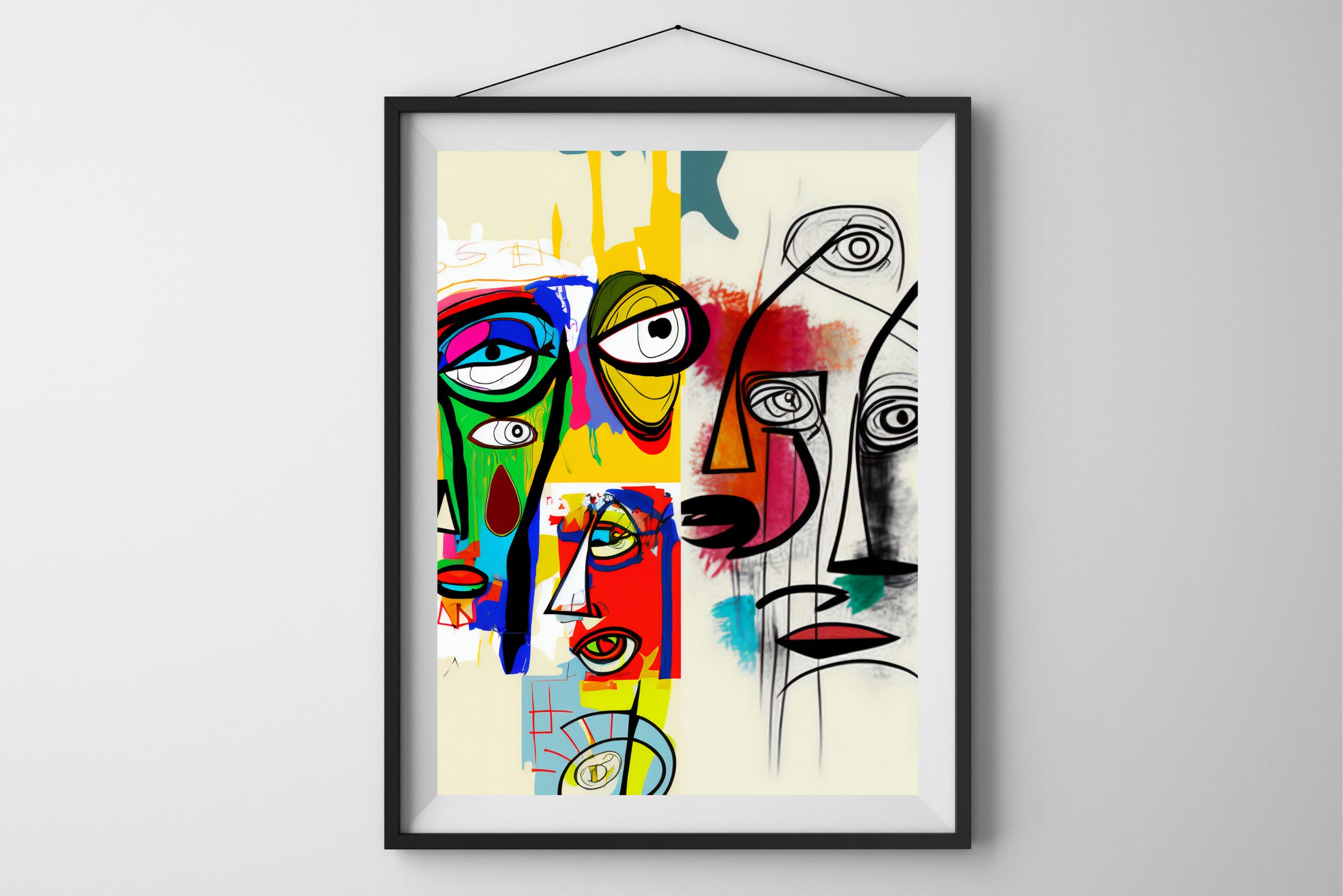 Colorful Cartoon Face Sketch Poster - Abstract Art Print, Abstract ...