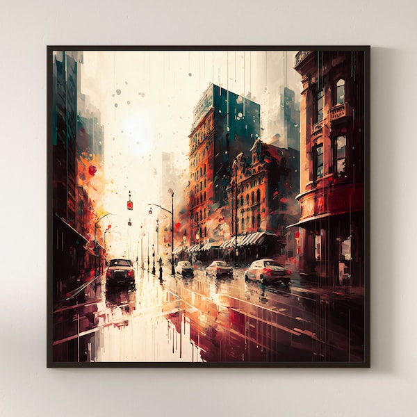 Abstract Urban City Painting, Abstract Art, Abstract Print, Instant ...