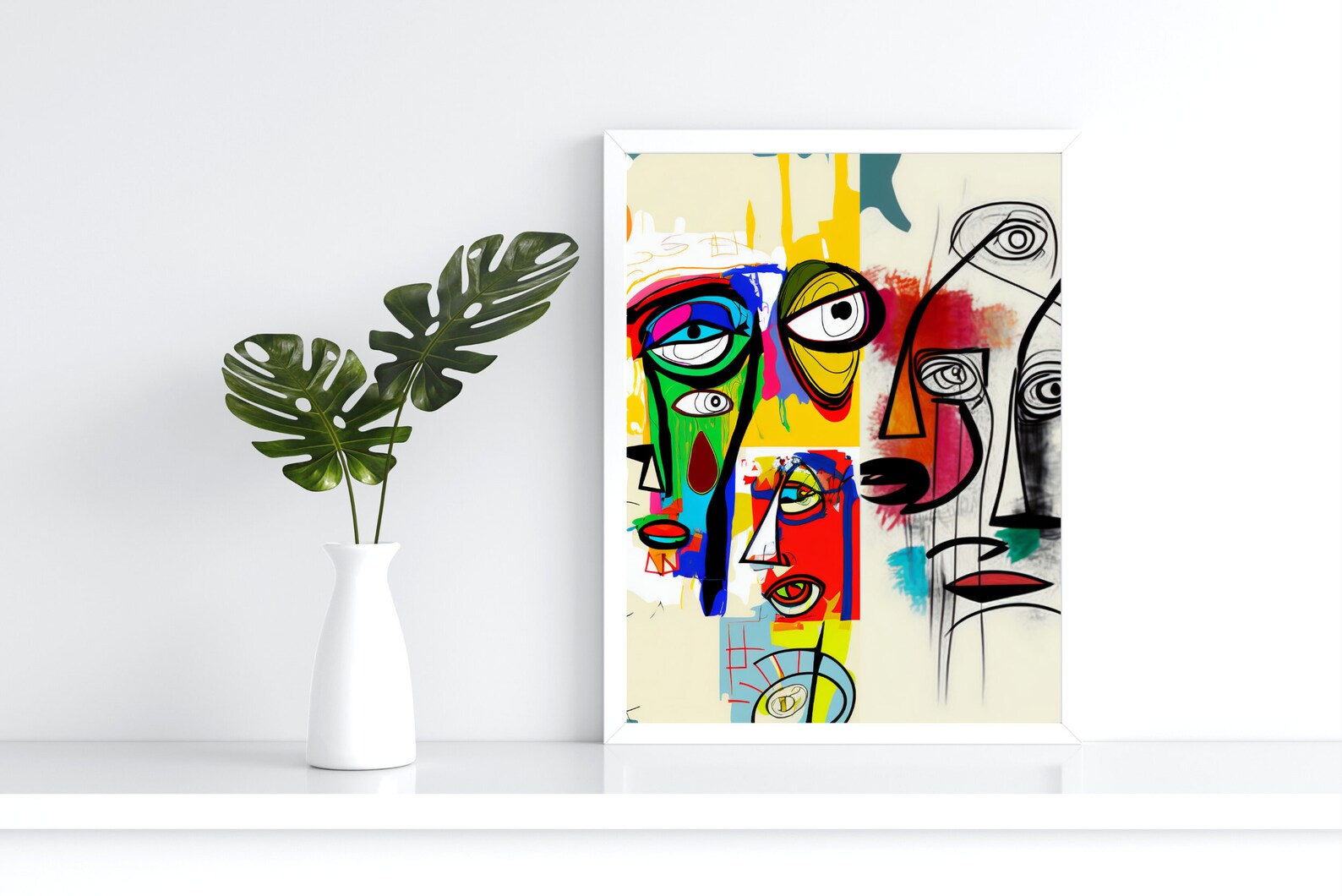 Colorful Cartoon Face Sketch Poster - Abstract Art Print, Abstract ...