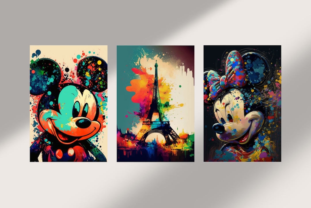 Cartoon Illustration Style Art Prints Set of 3, Neutral Modern Wall Art ...