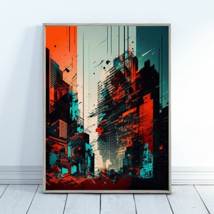 Abstract Urban City Painting, Abstract Art, Abstract Print, Instant ...