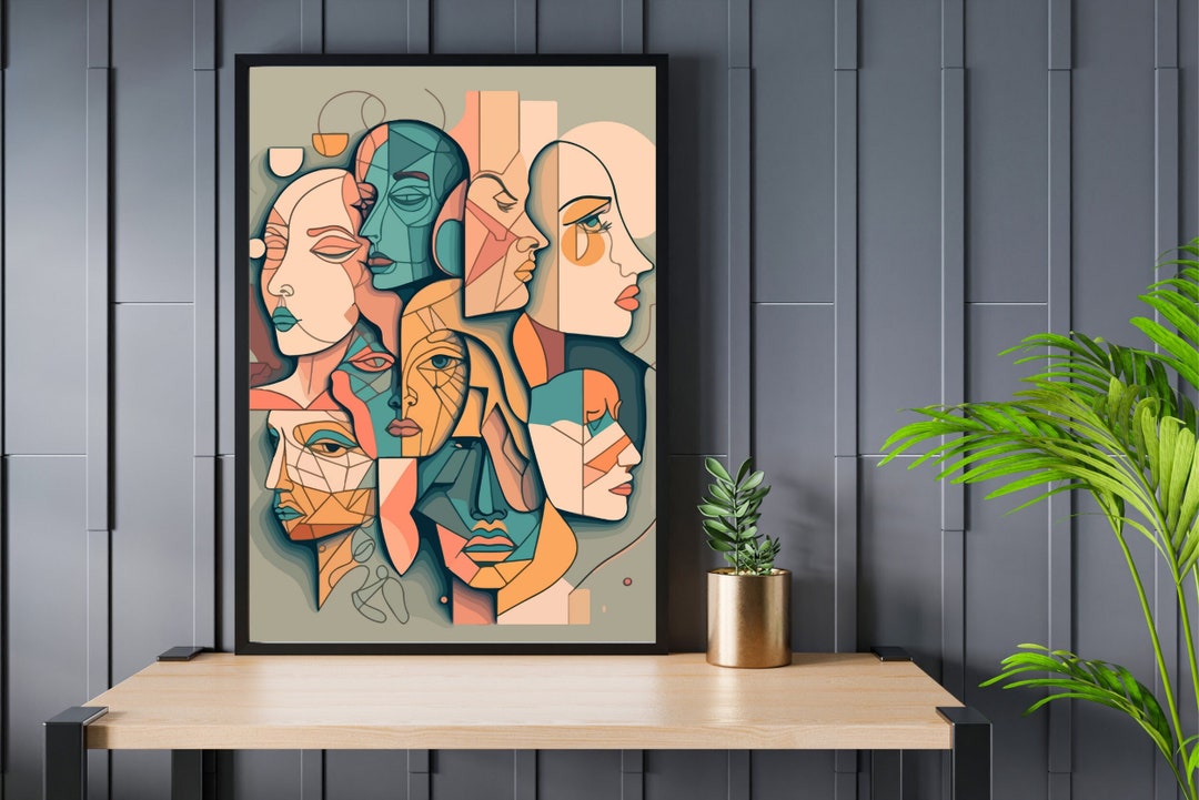 Abstract Face Wall Art Print, Faces of Truth, Minimal Wall Art, Decor ...