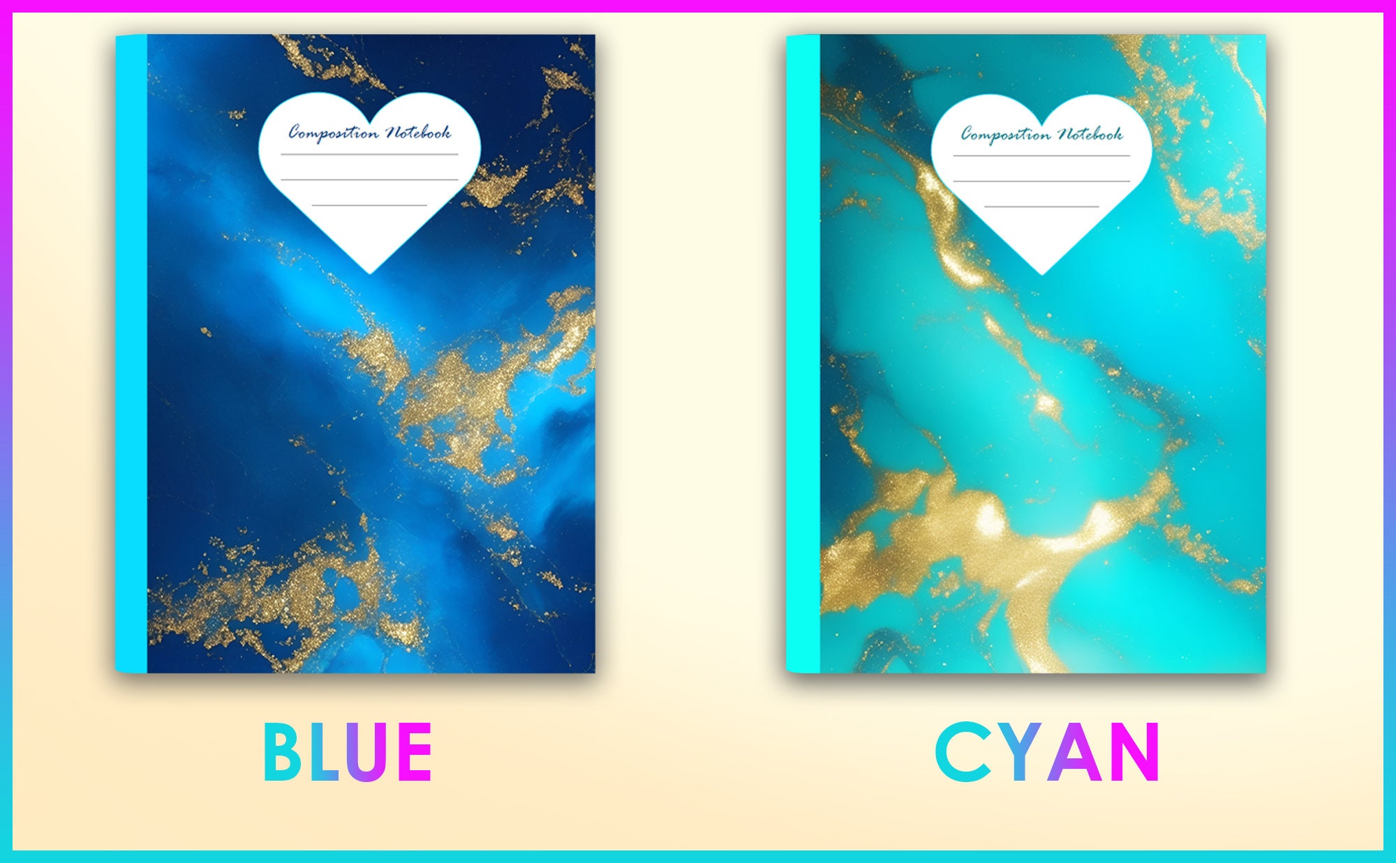 A Bundle of 10 Digital Composition Covers With 120 Wide Ruled Pages ...