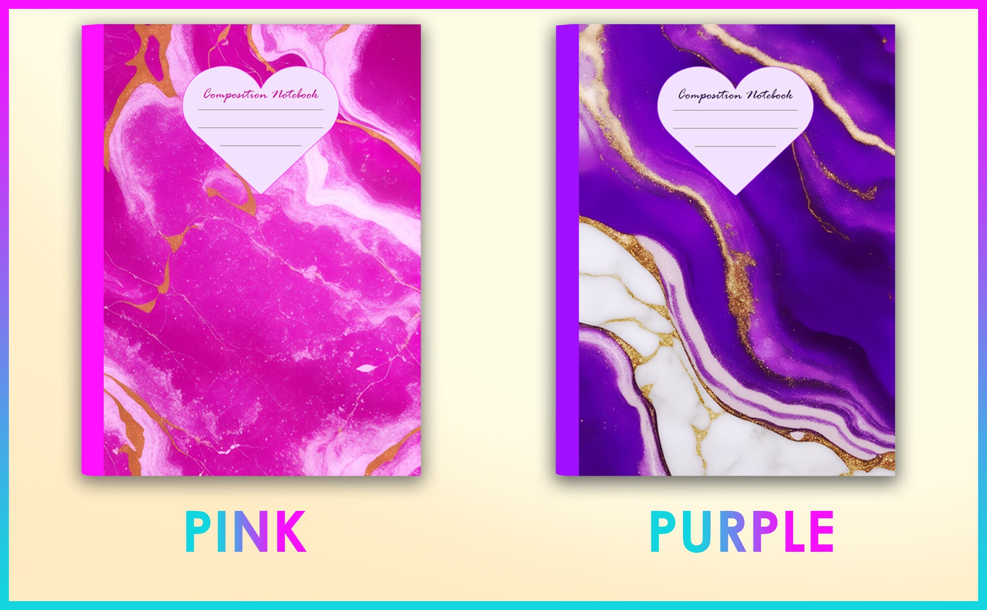 A Bundle of 10 Digital Composition Covers With 120 Wide Ruled Pages ...