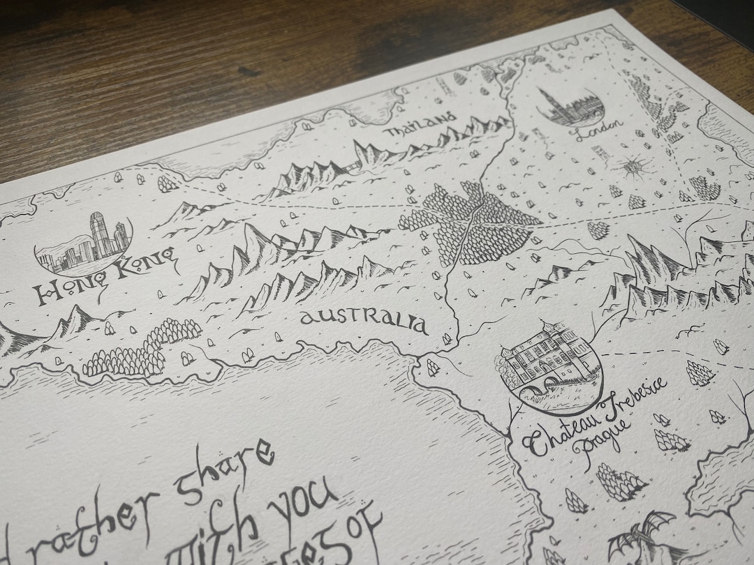 Custom Hand-drawn Fantasy World Map, Personalized LOTR Style - Etsy