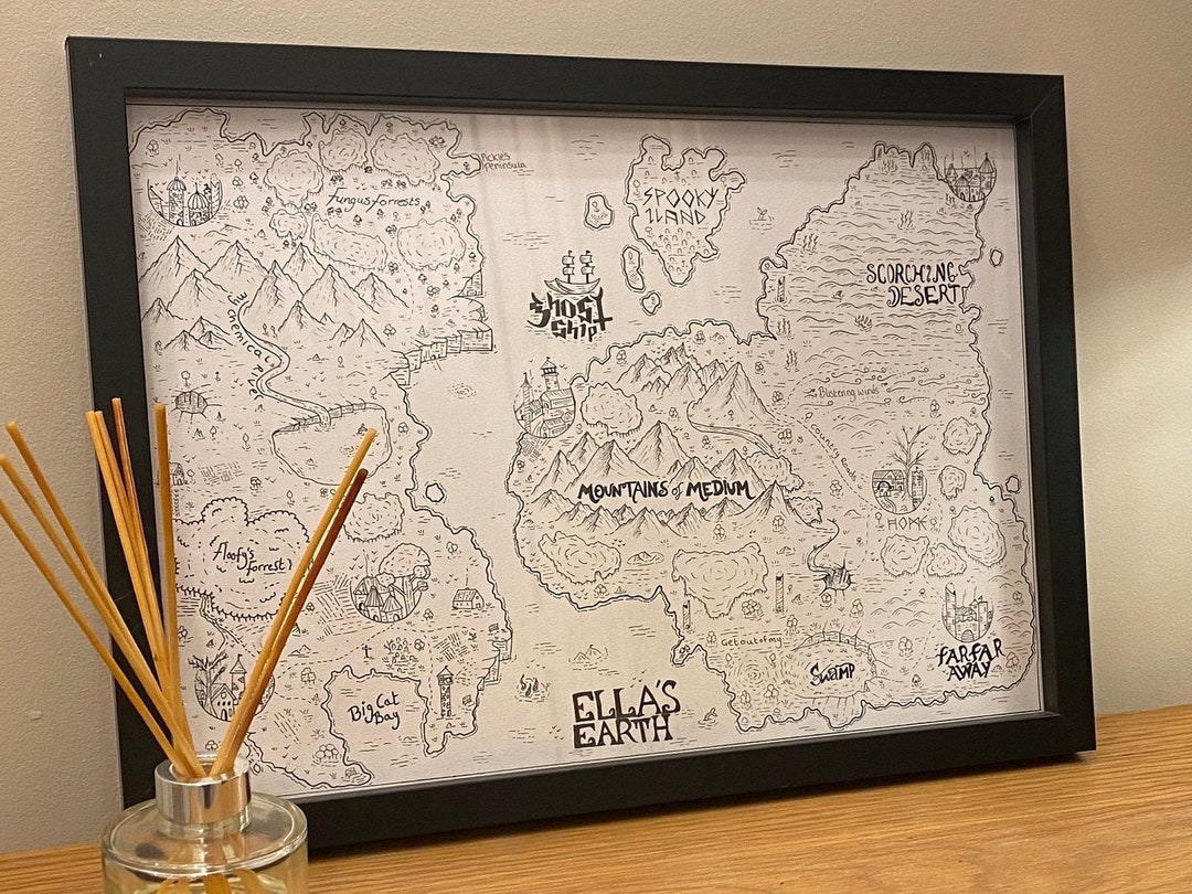 Personalised Fantasy Map Hand Drawn. Gift for - Etsy
