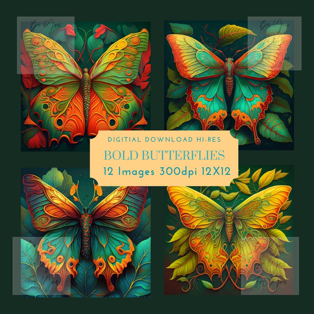 Bold Bright Butterflies, Digital Download, Butterfly Wall Art ...