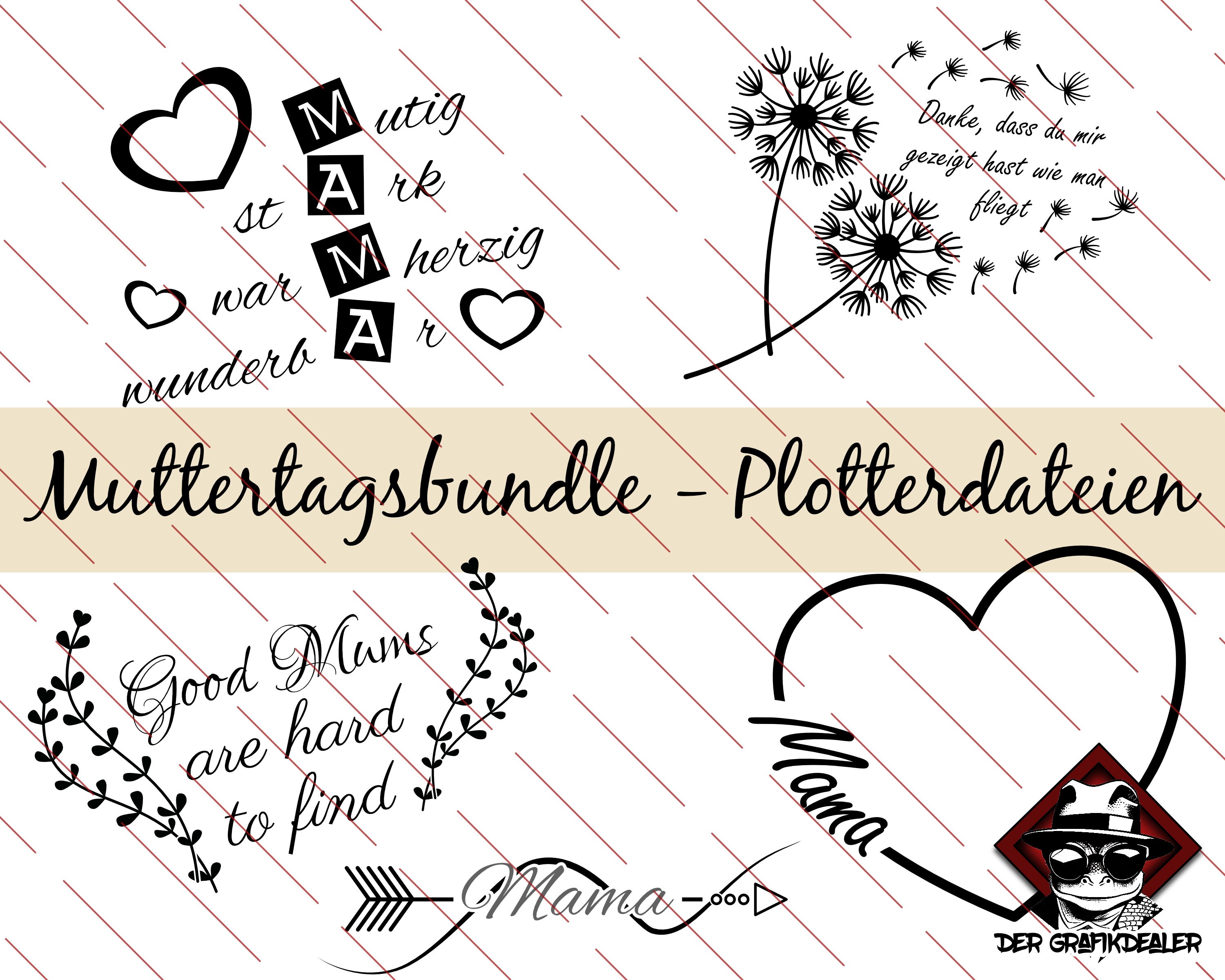 Plotterdatei, Muttertag, Alles Liebe, SVG, EPS, PNG, Geschenk, Digital, Danke, Geschenkidee ...