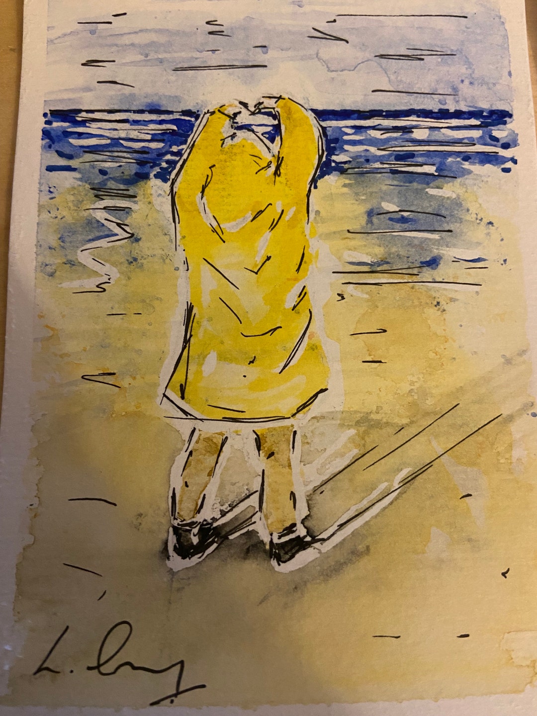 Sea Swimmer Art, Original Watercolour Painting Mounted & Framed - Etsy