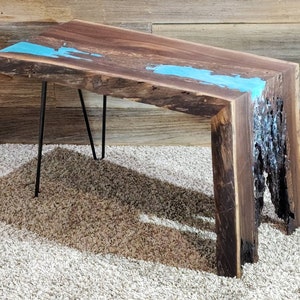 Walnut Wood Waterfall Epoxy Table - Etsy