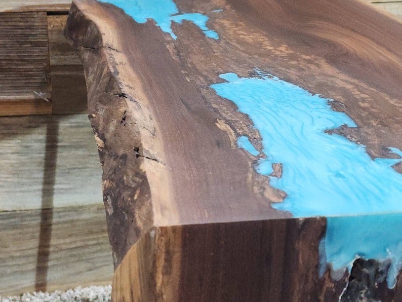 Walnut Wood Waterfall Epoxy Table - Etsy