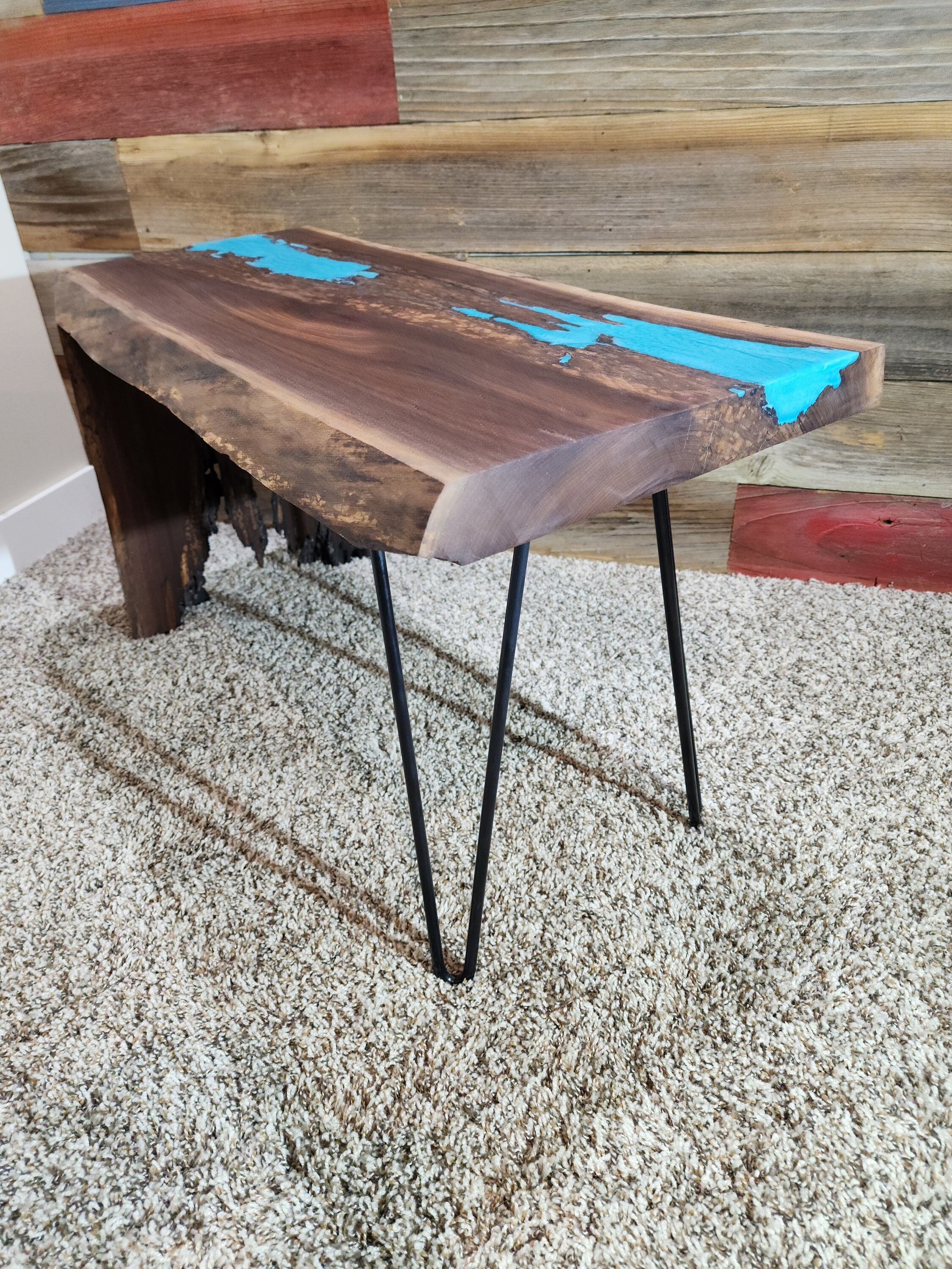 Walnut Wood Waterfall Epoxy Table - Etsy