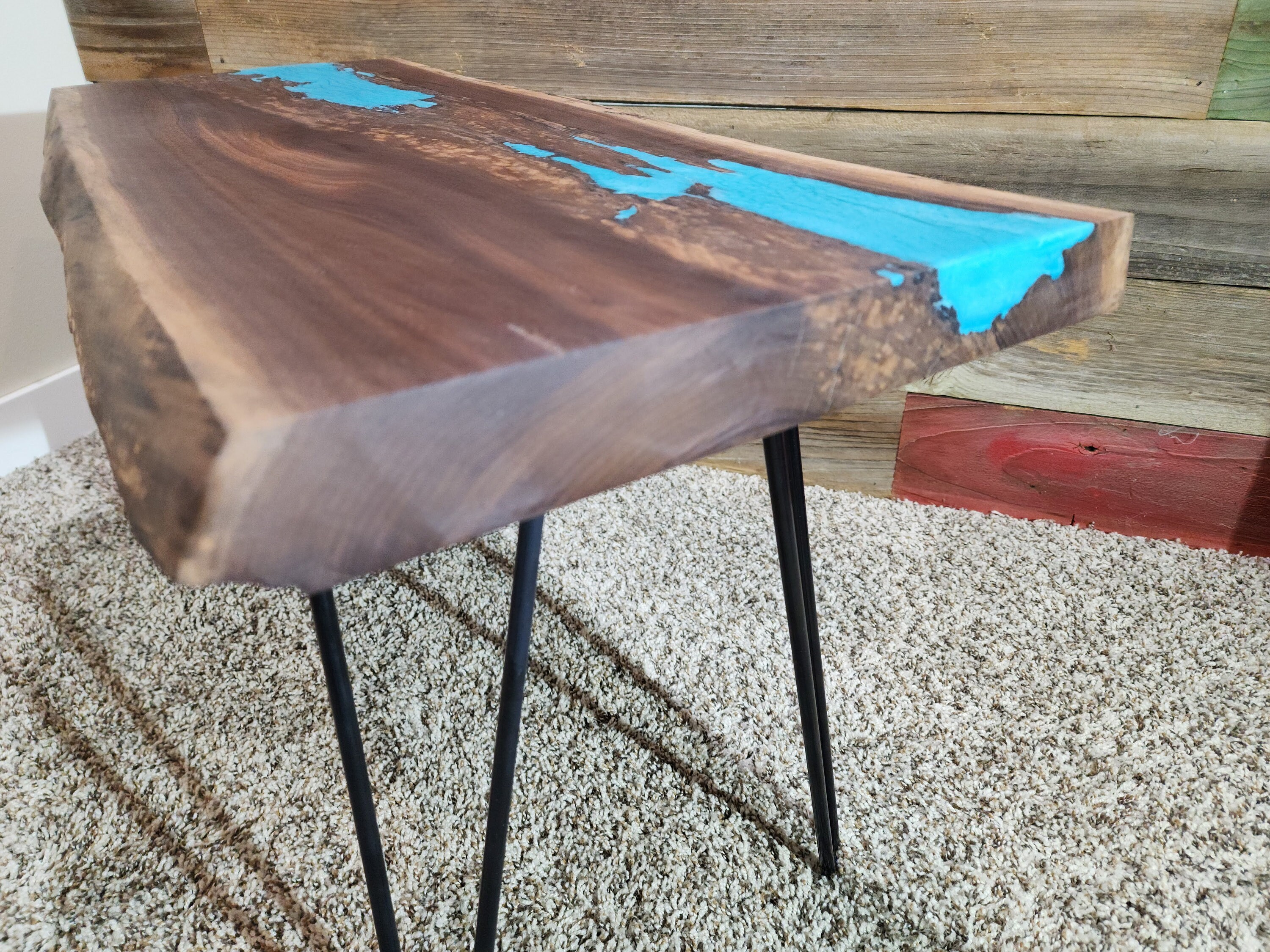 Walnut Wood Waterfall Epoxy Table - Etsy