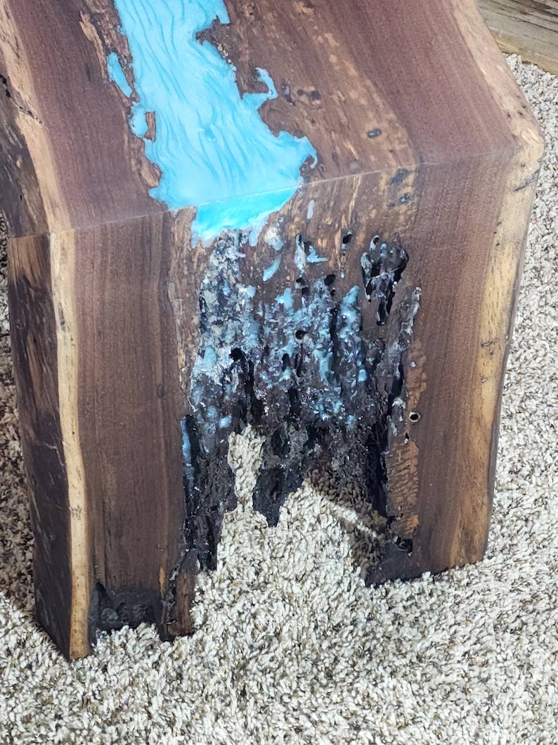 Walnut Wood Waterfall Epoxy Table - Etsy