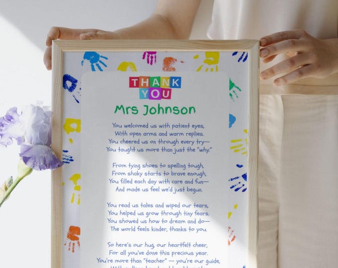 DIY Teacher Appreciation Gift Printable Gift, Special Teacher Poem ...