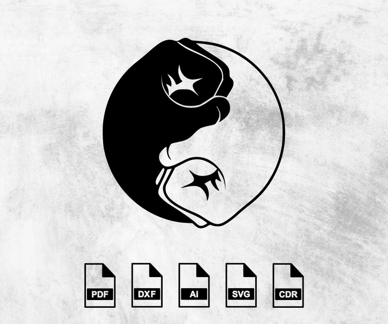 Yin Yang Hands Design Laser Cut Svg Dxf Files Wall Sticker Decal ...