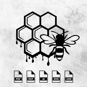 Bee, Beehive, Honey Laser Cut Svg Dxf Files Wall Sticker Decal ...