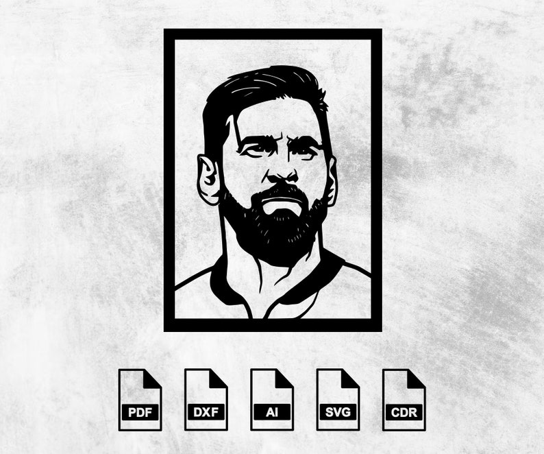 Messi Face, Football Laser Cut Svg Dxf Files Wall Sticker Decal ...