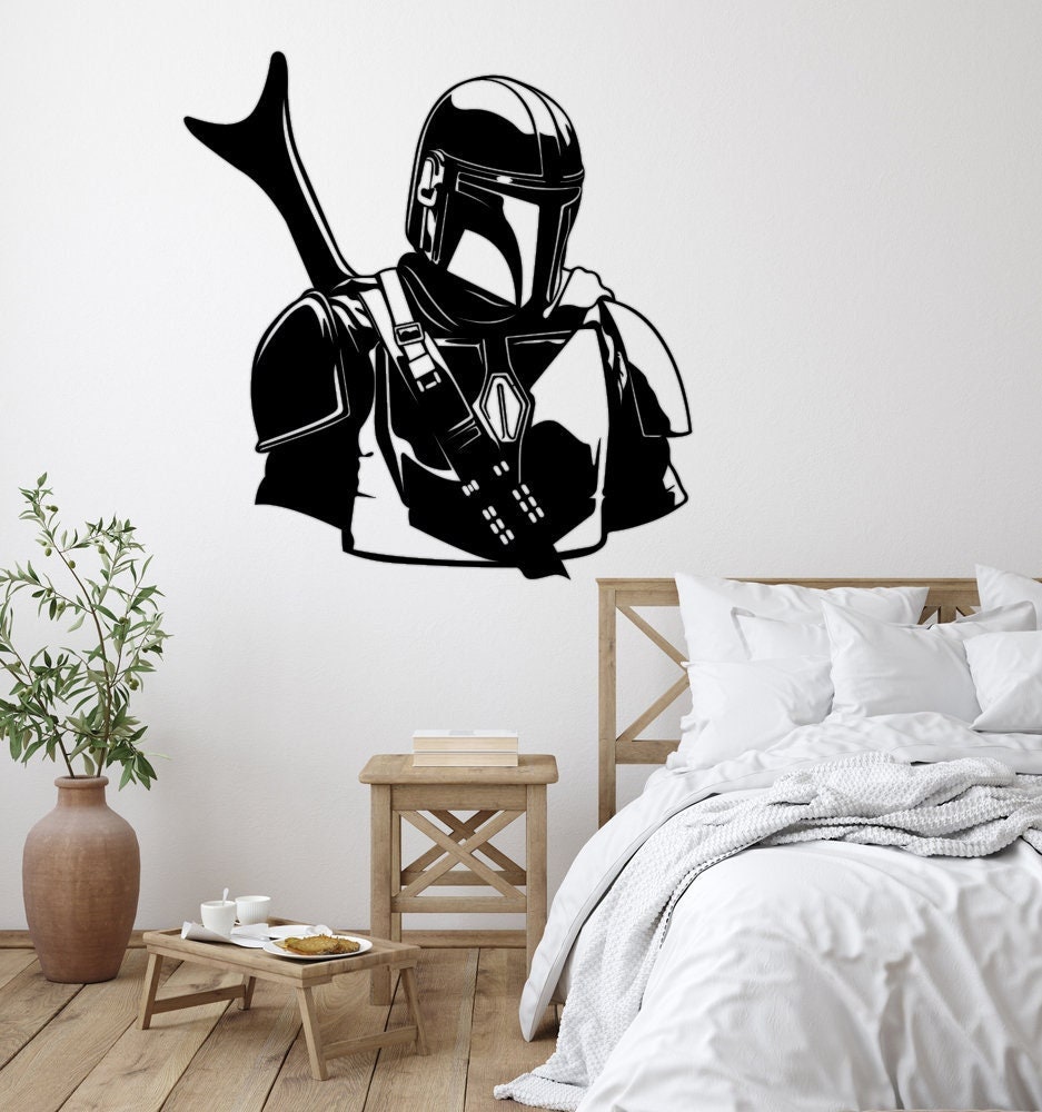 Star Wars, the Mandalorian Laser Cut Svg Dxf Files Wall Sticker Decal ...