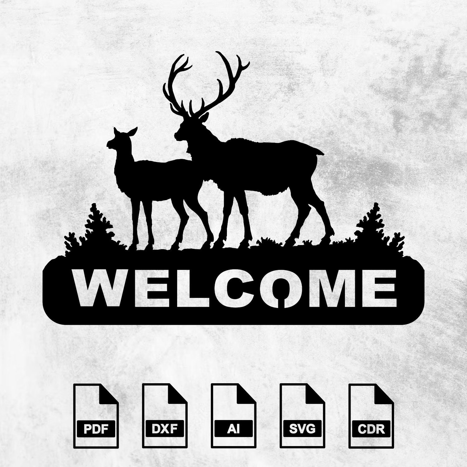 Deer Welcome Design Laser Cut Svg Dxf Files Wall Sticker Decal - Etsy UK