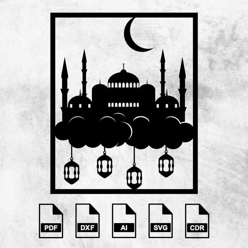 Mosque Islam Ramadan Laser Cut Svg Dxf Files Wall Sticker - Etsy