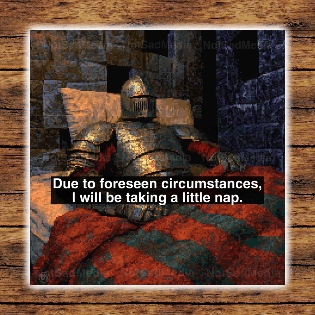 Taking A Little Nap Meme Sticker | Medieval Knight | the Frog Mage - Etsy