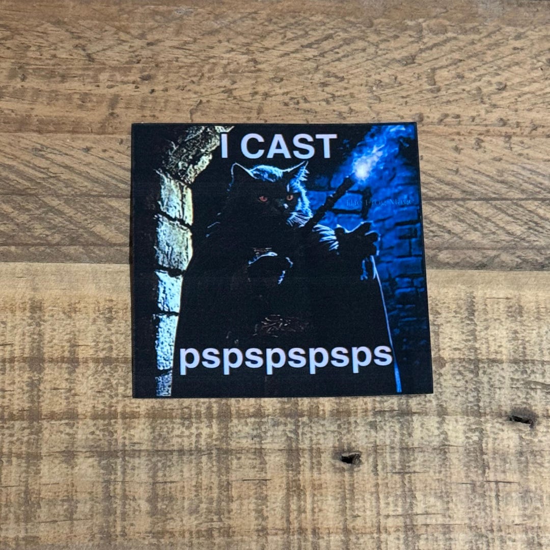 I CAST Pspspspsps | the Cat Wizard Sticker - Etsy