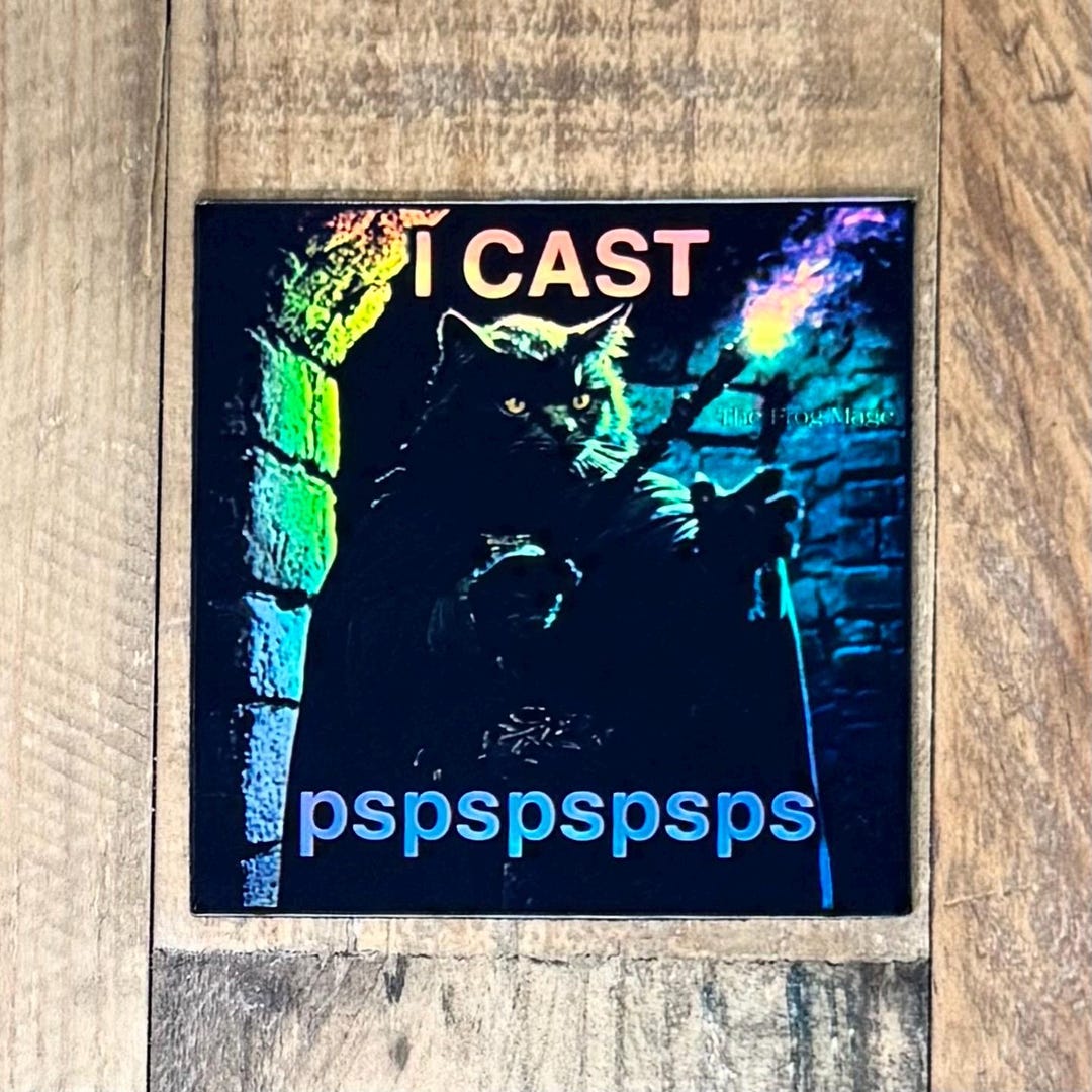 I Cast Pspspspsps Holographic Magnet Cat Wizard - Etsy