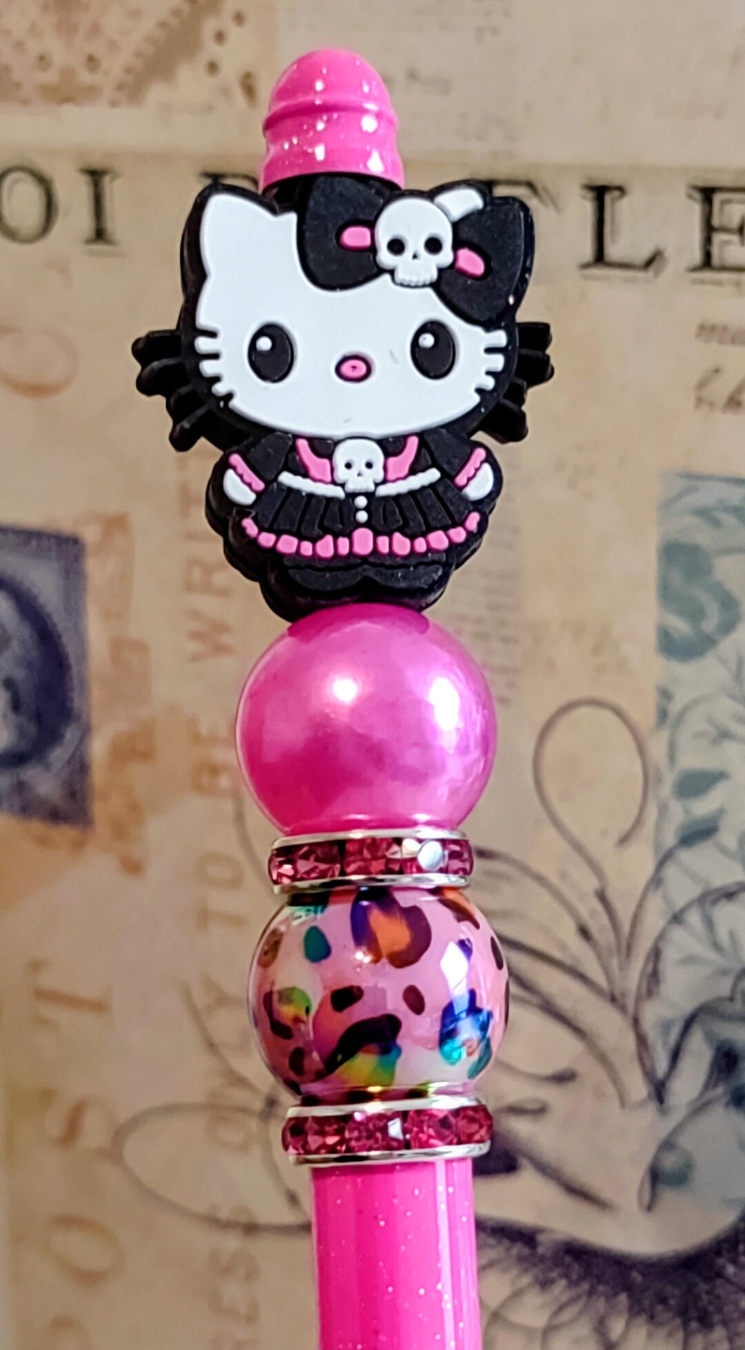 Hello Kitty Skull Bow Focal Bead Pen - Etsy