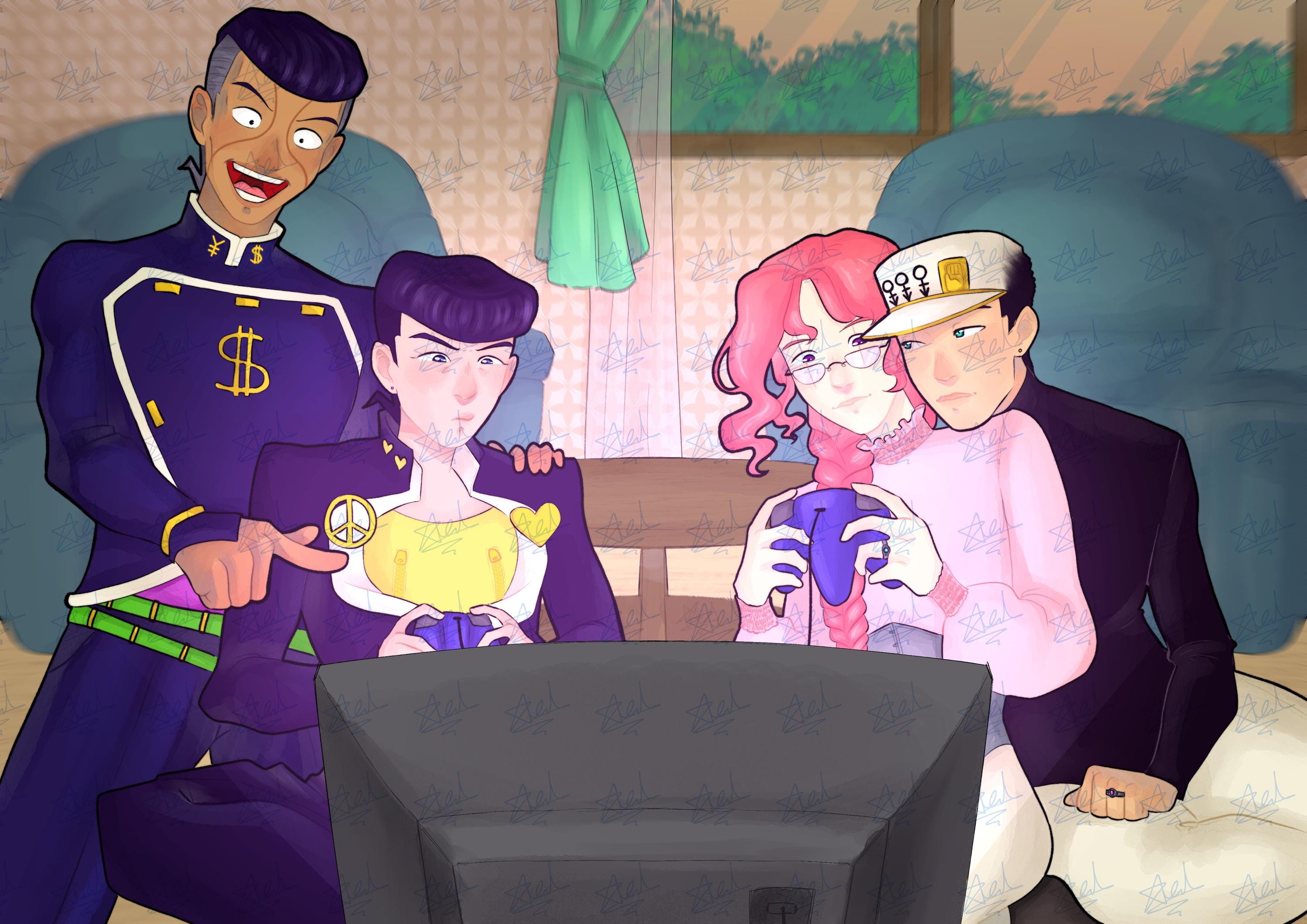 JJBA Gaming Time Josuke, Okuyasu, Kakyoin and Jotaro - Etsy
