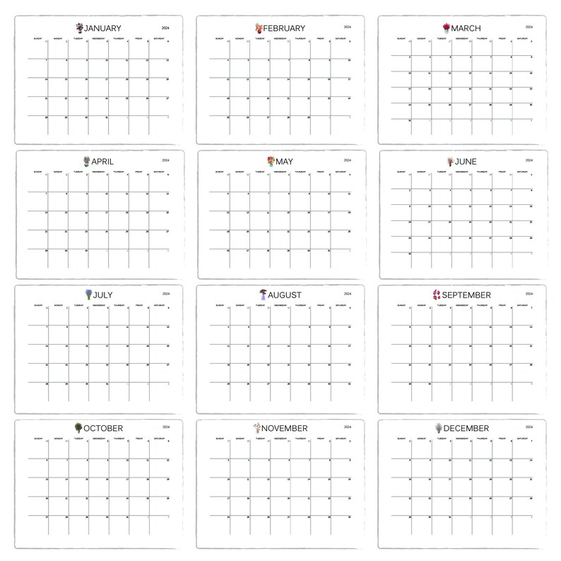 2023 Printable Calendar Landscape Minimalist Monthly Calendar - Etsy