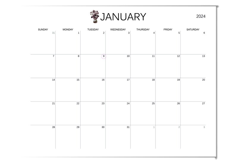 2023 Printable Calendar Landscape Minimalist Monthly Calendar - Etsy