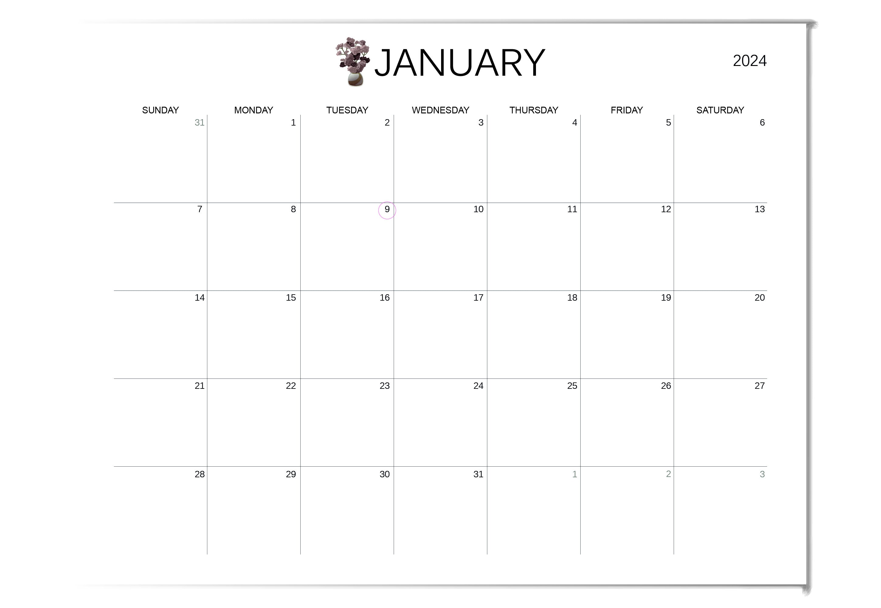 2023 Printable Calendar Landscape Minimalist Monthly Calendar - Etsy