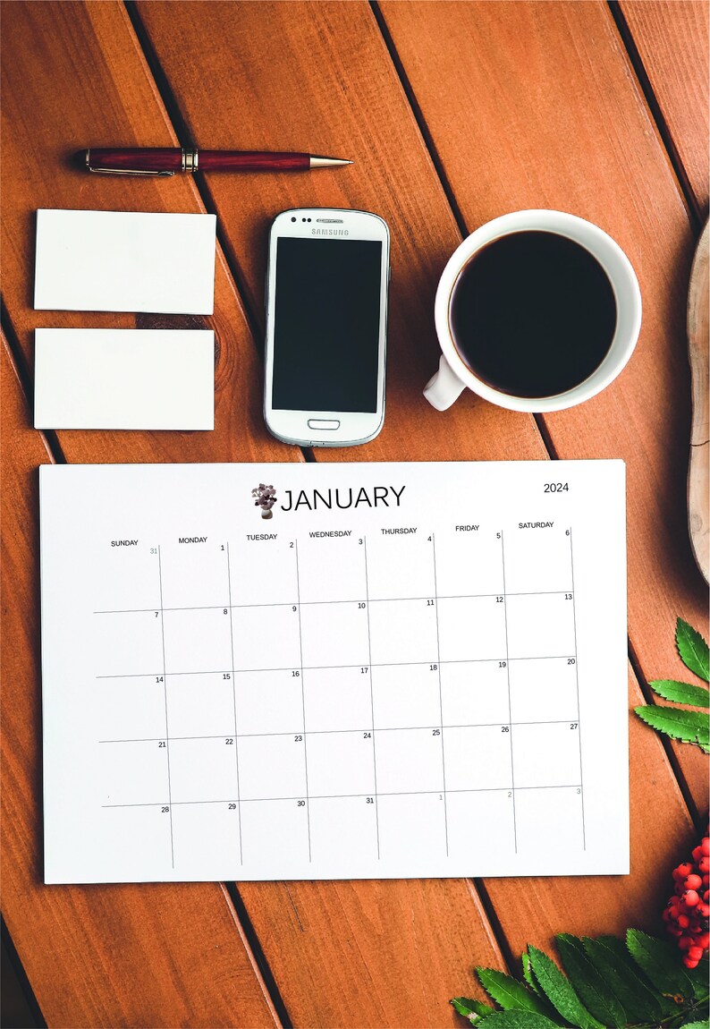 2023 Printable Calendar Landscape Minimalist Monthly Calendar - Etsy