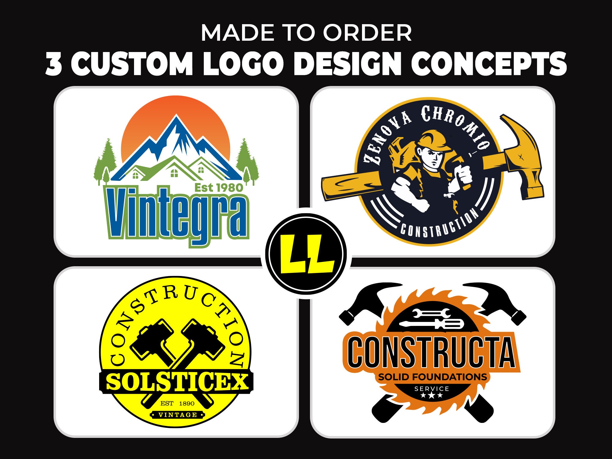 Custom Construction Logo, Tools Logo, Handyman Logo, Architect Logo ...