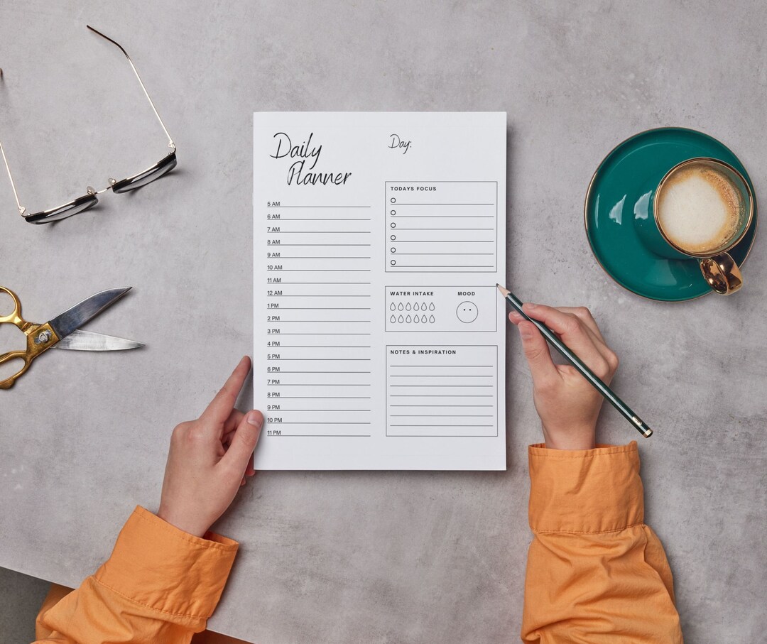 Printable Daily Planner, Minimalistic Digital Daily Planner, Digital ...