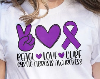 Cystic Fibrosis Awareness Svg Png, I Wear Purple for Cystic Rainbow Svg, Purple Ribbon Svg, CF ...