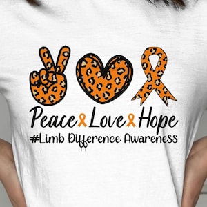 Limb Loss Awareness Svg Png, Leopard Peace Love Hope Svg, Orange Ribbon ...