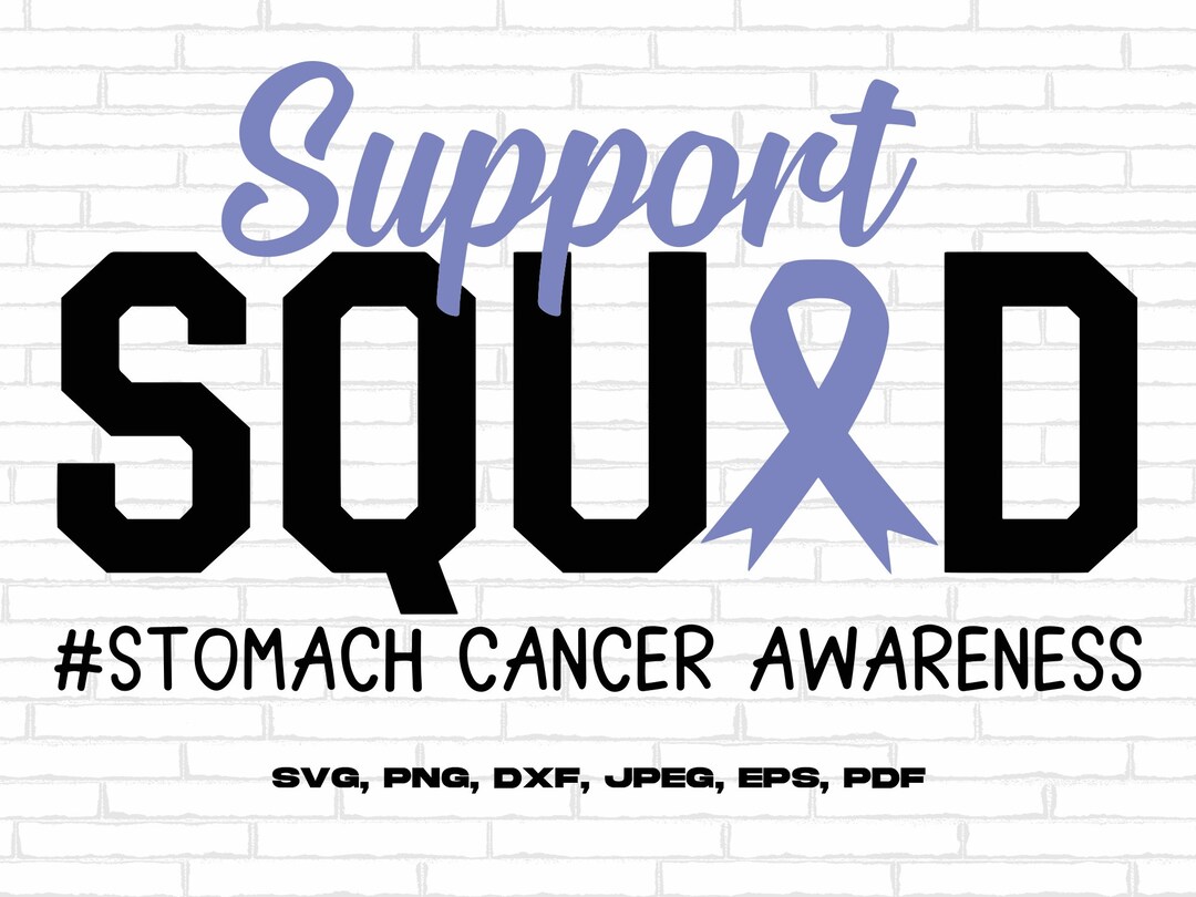Stomach Cancer Awareness Svg Png, Support Squad Svg, Periwinkle Ribbon ...