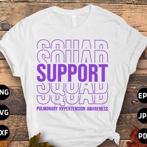 Pulmonary Hypertension Awareness Svg Png, Support Squad Svg, PH Purple Ribbon Svg Cricut Png ...