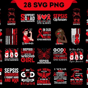Sepsis Awareness Svg Png Bundle, Bloodstream Infection Septicemia Red ...