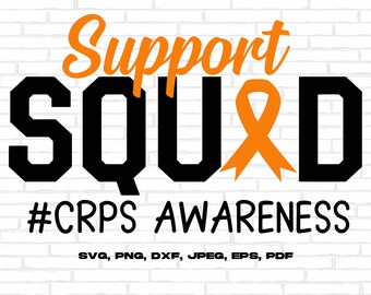 CRPS Awareness Svg Png, Support Squad Svg, Orange Ribbon Svg, Complex ...