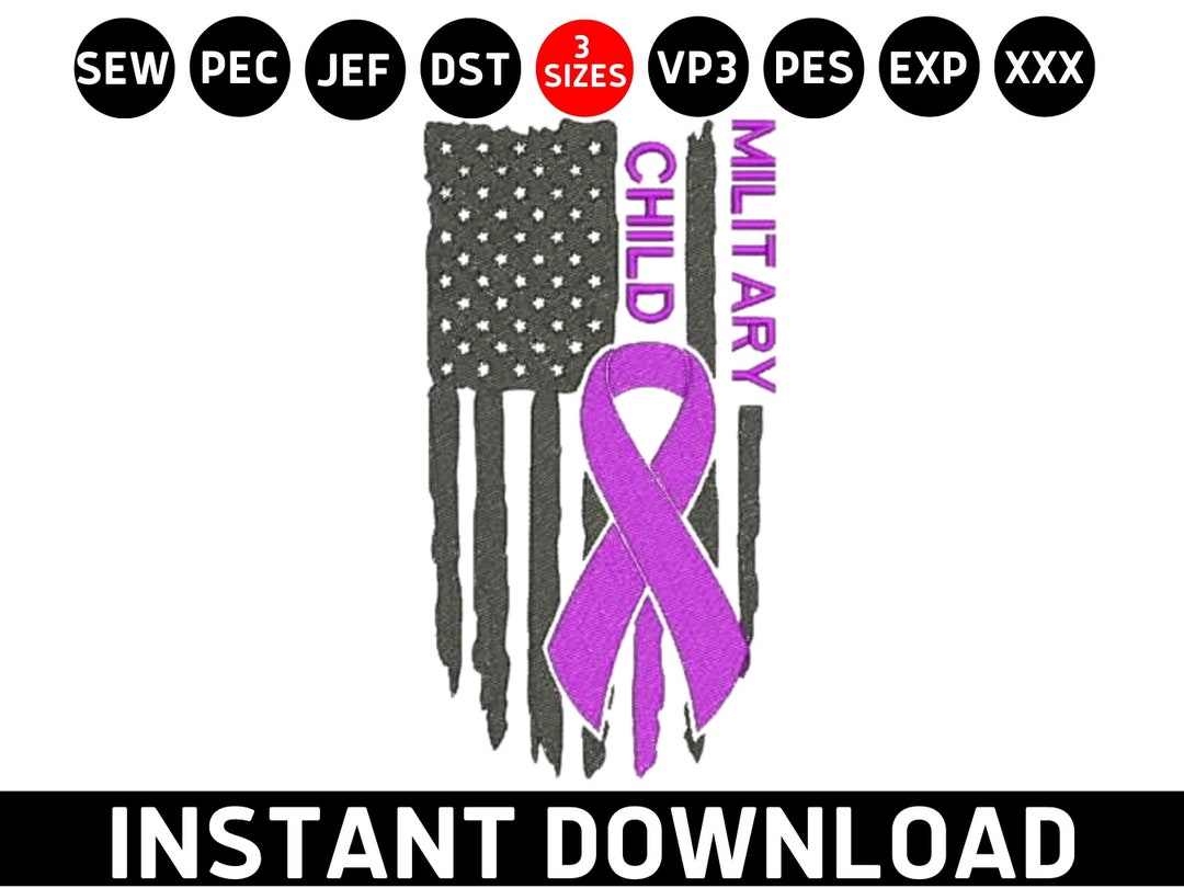 Military Child Flag Embroidery Design, Month of the Military Children ...