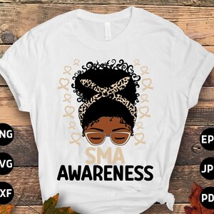 Spinal Muscular Atrophy Svg Png, Afro Messy Bun SMA Awareness Svg ...