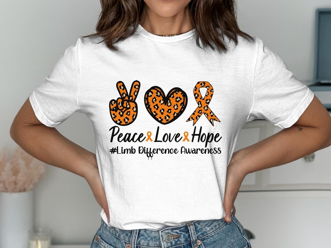 Limb Loss Awareness Svg Png, Leopard Peace Love Hope Svg, Orange Ribbon ...