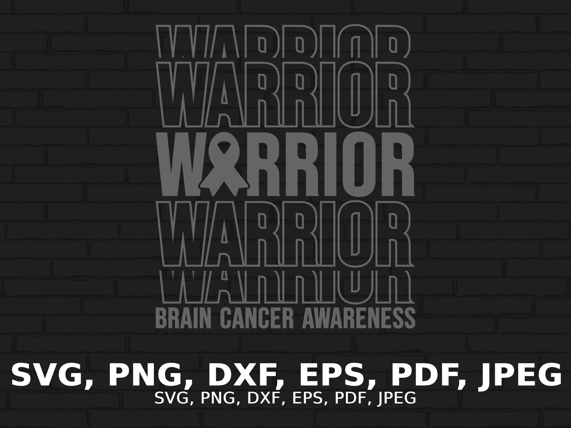 Brain Cancer Warrior Svg, Brain Tumor Awareness Svg Png, Grey Ribbon ...
