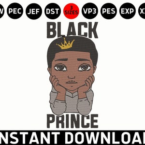 Black Prince Embroidery, Afro Black Boy Dst, African American Kids Pes ...
