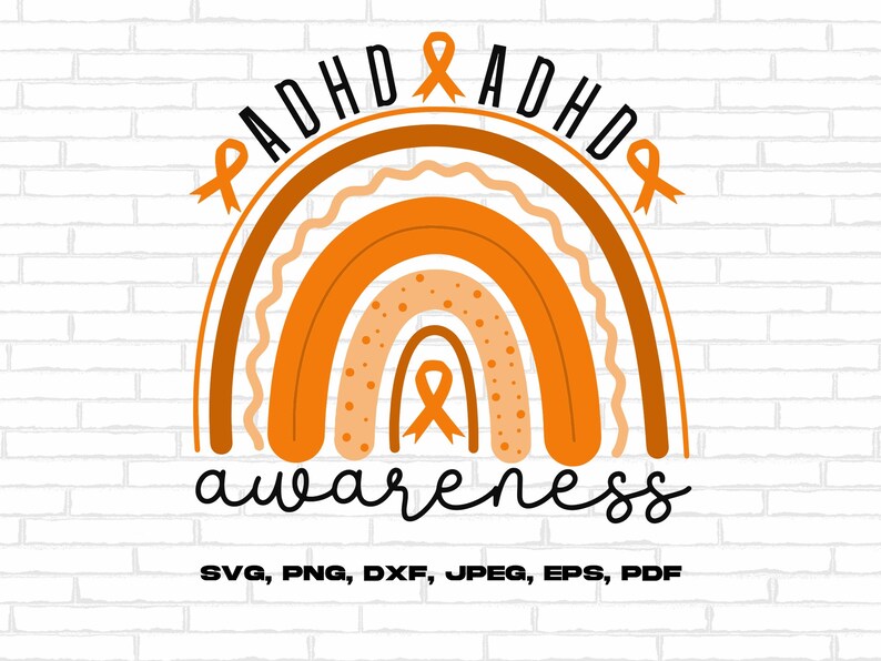 ADHD Awareness Rainbow Svg Orange Ribbon Svg Cricut - Etsy