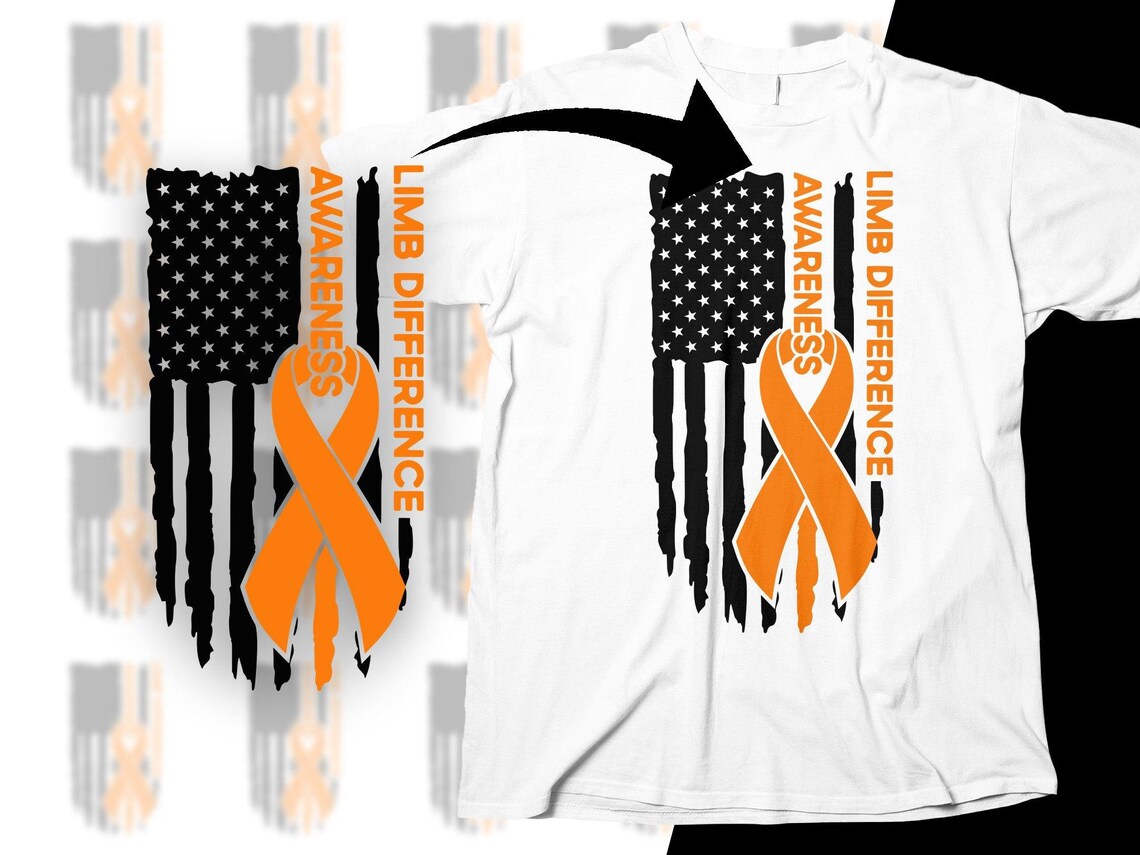 Limb Loss Awareness Svg Png, Limb Difference Flag Svg, Orange Ribbon ...