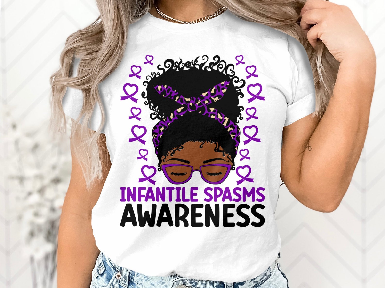 Infantile Spasms Awareness Svg Png, Afro Messy Bun Infantile Spasms ...